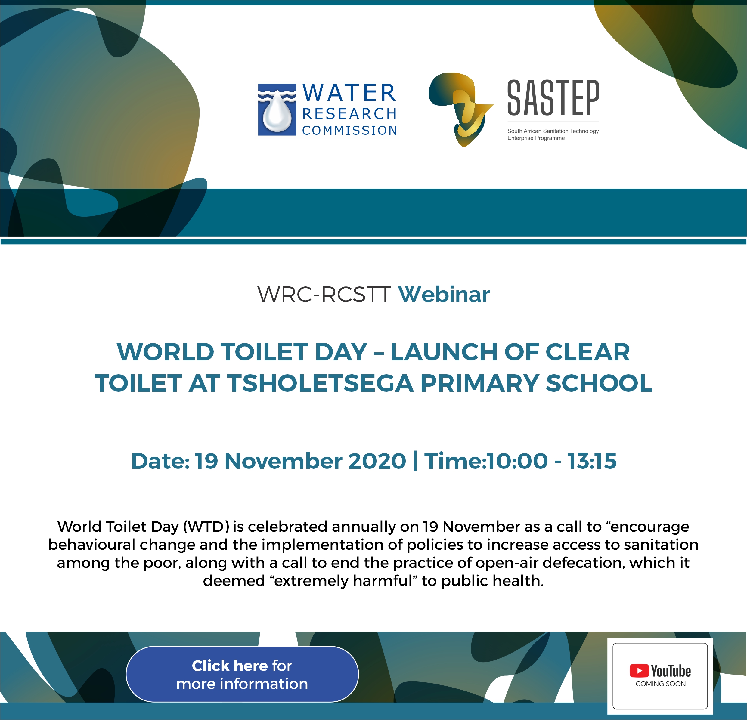 WORLD TOILET DAY – LAUNCH OF CLEAR TOILET AT TSHOLETSEGA PRIMARY SCHOOL ...